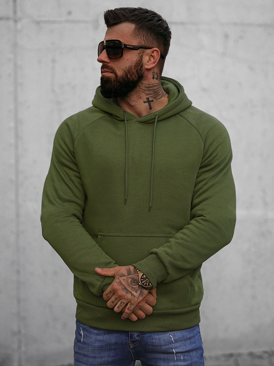 Rusvai žalsva vyriškas džemperis su gobtuvu OZONEE O/8B151/29 | OZONEE.LT